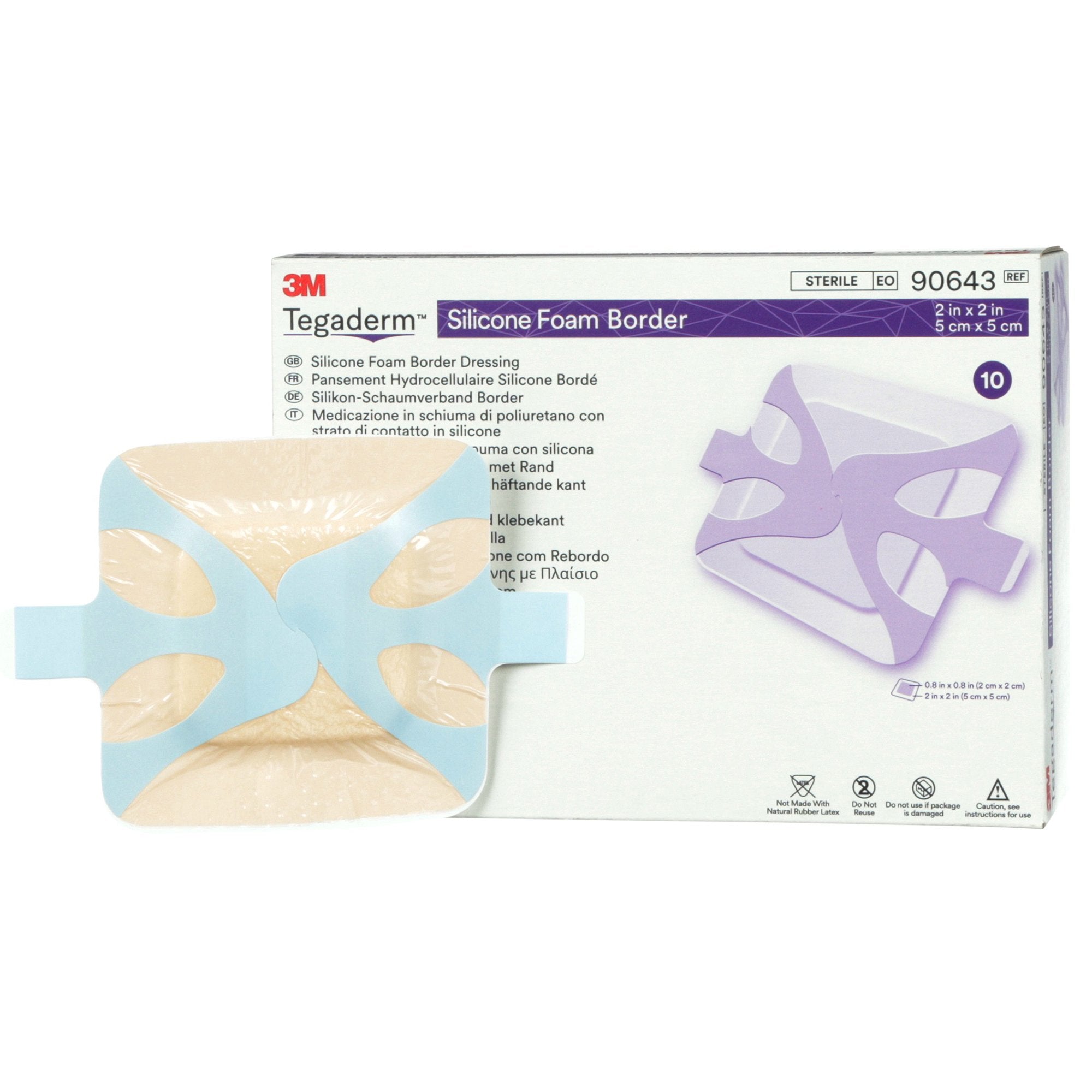 3M™ Tegaderm™ Silicone Dressings Foam Dressing, 2 x 2 Inch