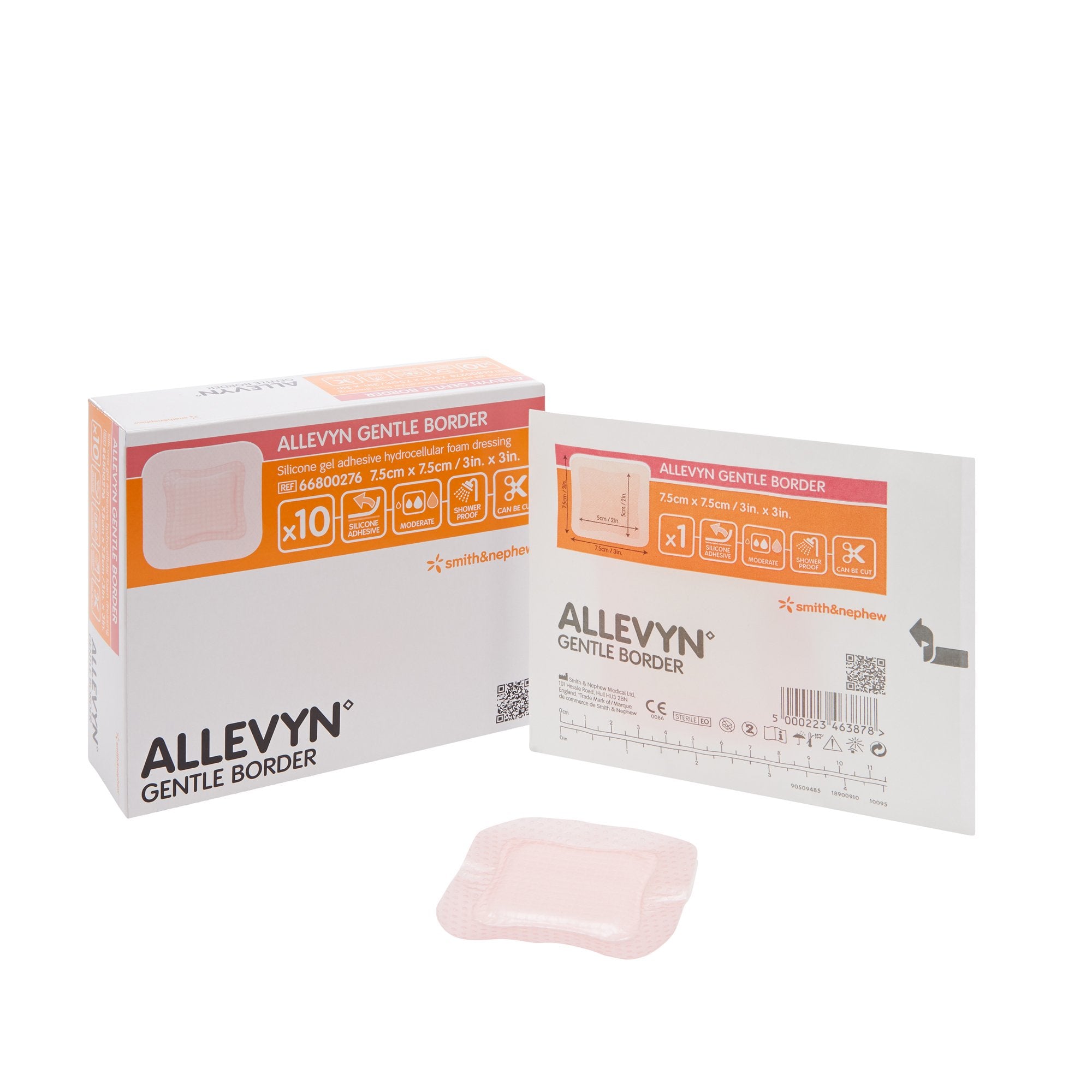 Allevyn Gentle Border Silicone Dressings Foam Dressing, 3 x 3 Inch