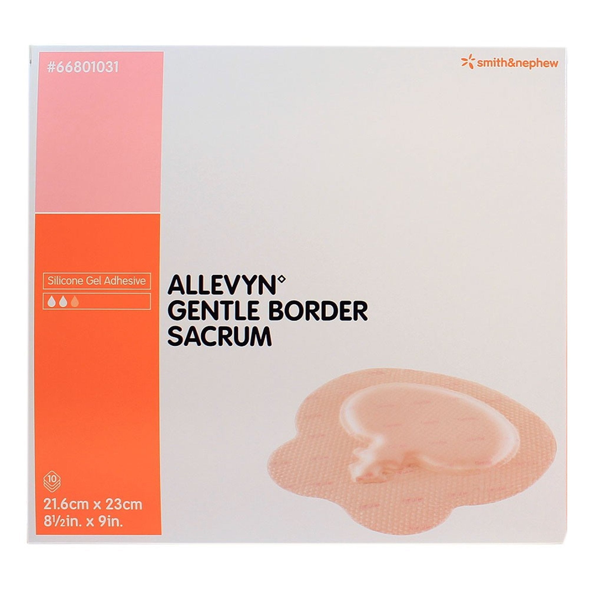 Allevyn Gentle Border Silicone Dressings Gel Adhesive, Pink, 8½ x 9 Inch