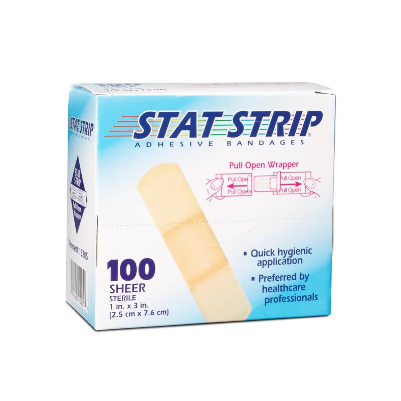 American® White Cross Stat Strip® Sheer Adhesive Strip, 1 x 3 Inch