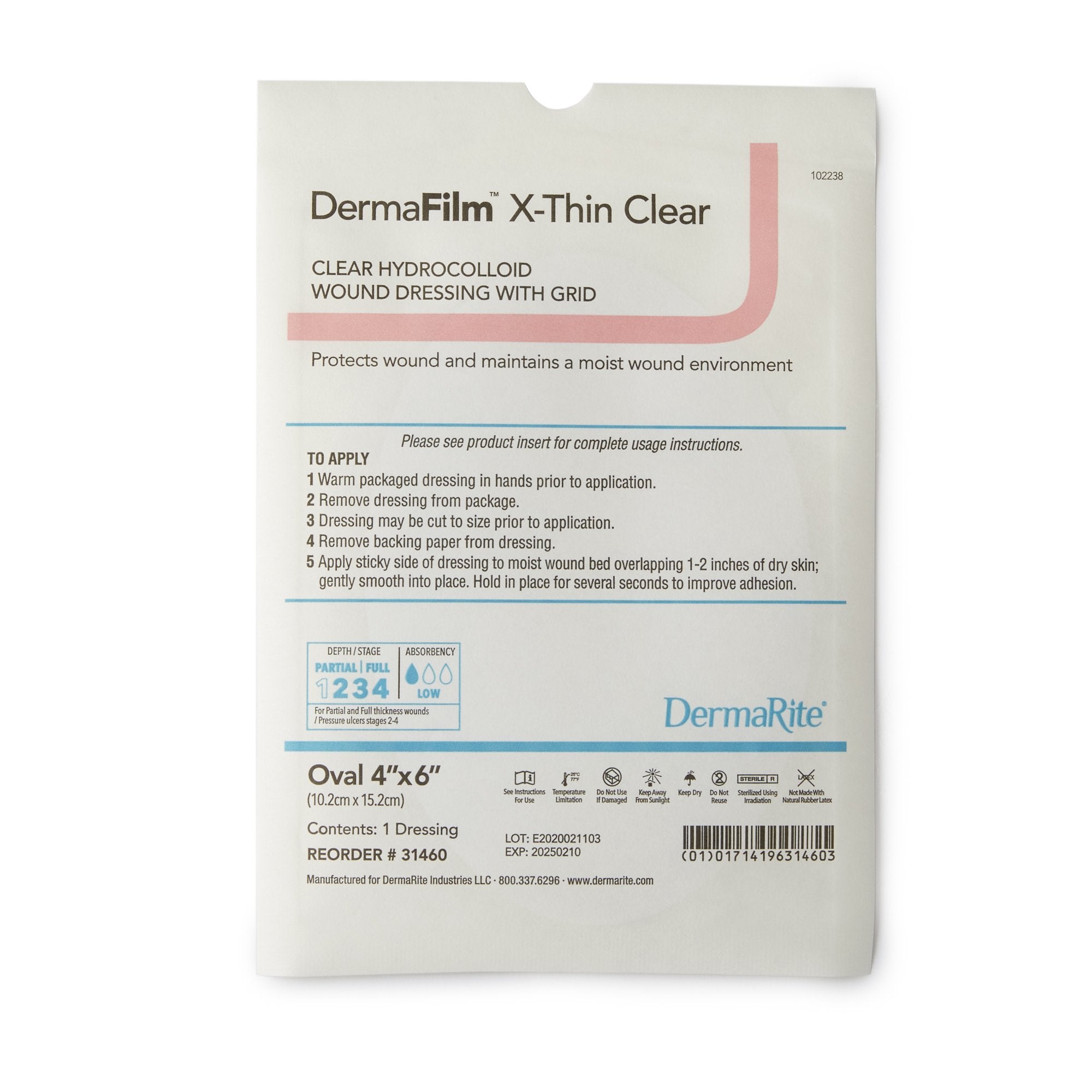 DermaFilm® X-Thin Clear Hydrocolloid Wound Dressing with Grid