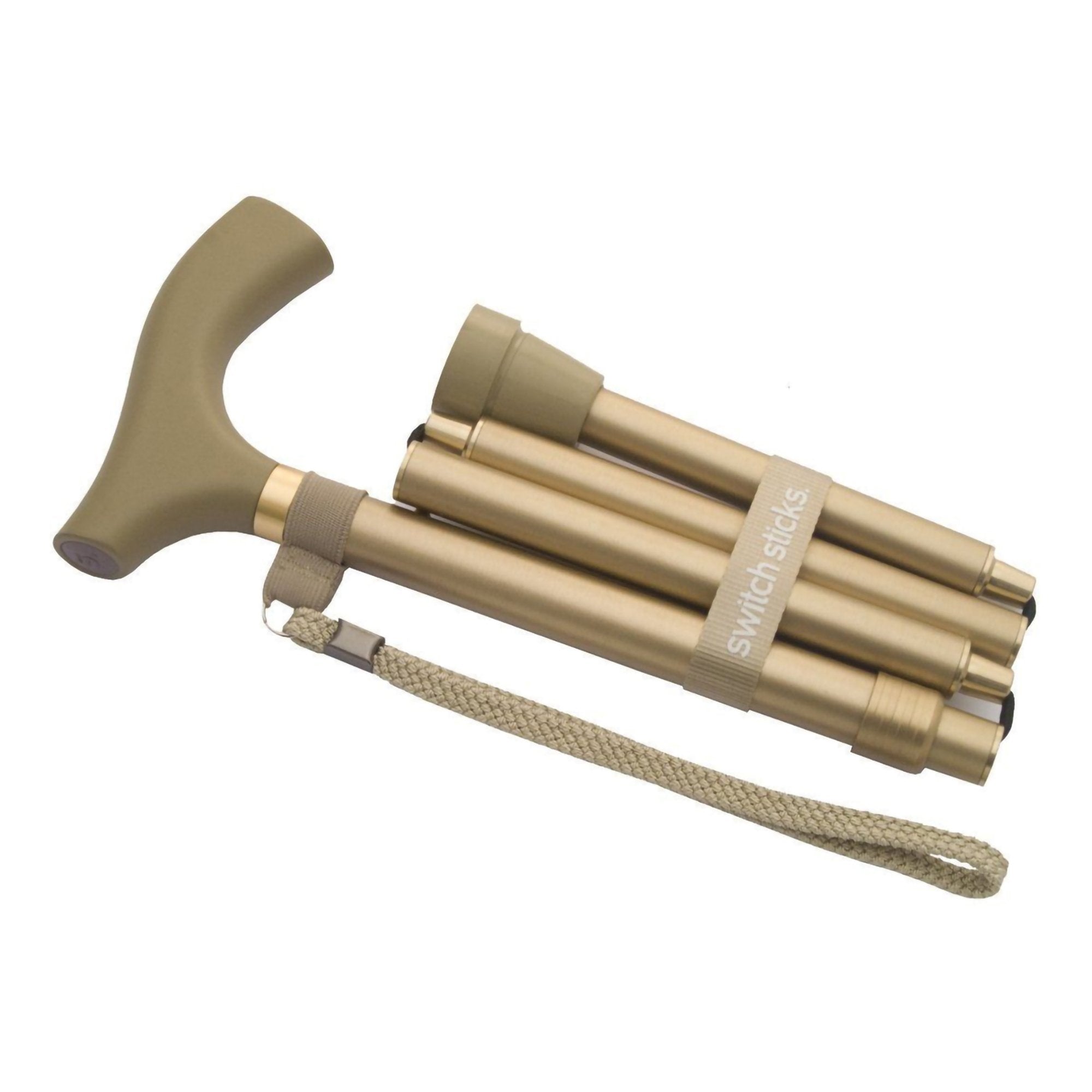 Switch Sticks Gold Folding Cane, 32 to 37 Inch Height